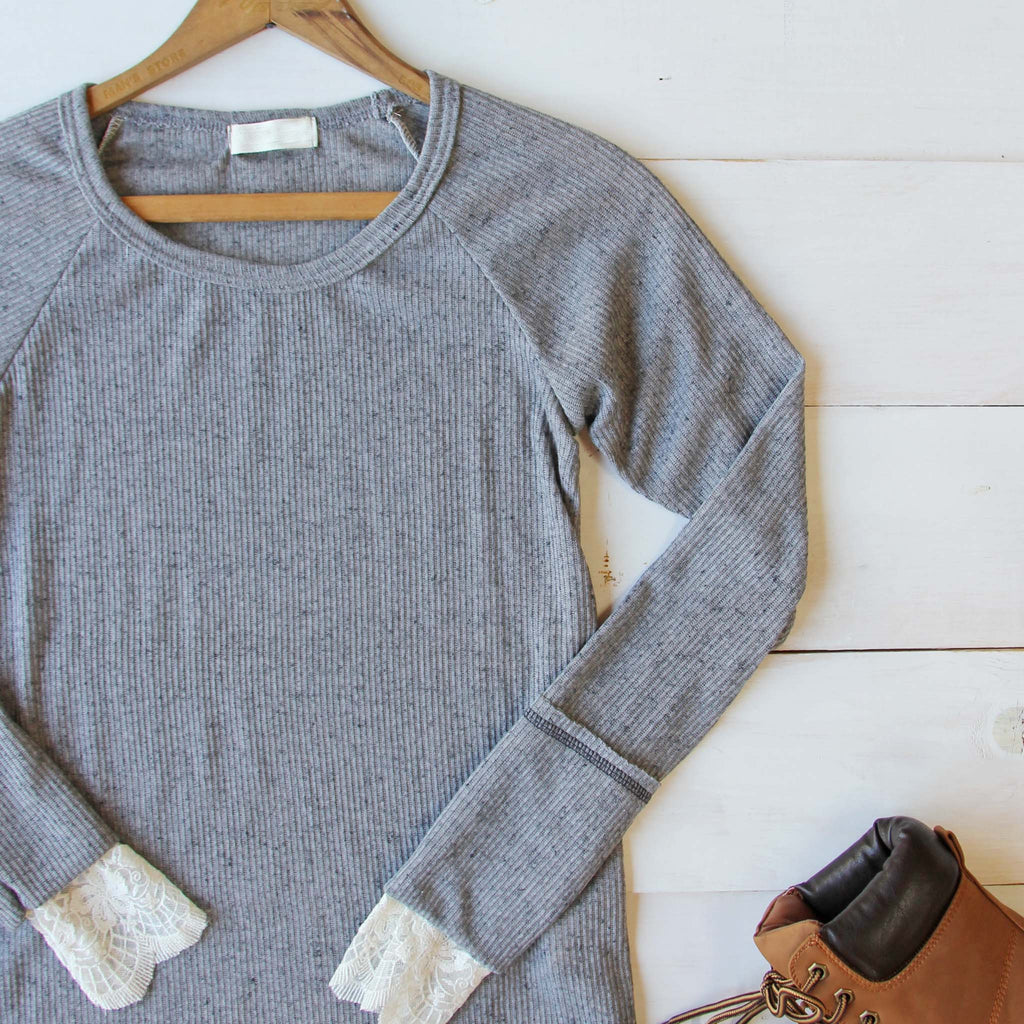 Lace Cuff Thermal in Gray, Cozy Fall Lace Thermals from Spool 72 ...