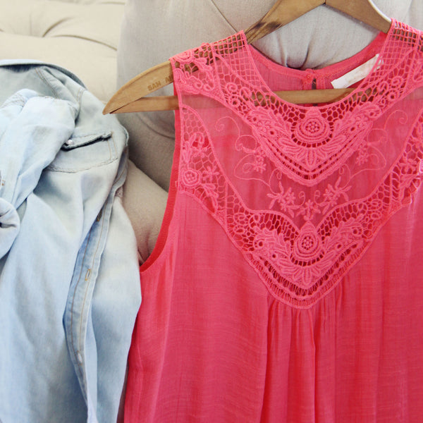 Lace Gypsy Top in Coral, Women's Bohemian Tees & Tops from Spool 72 ...