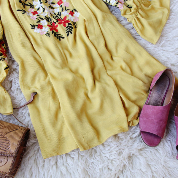 Sandy Mustard Dress, Sweet Bohemian Embroidered Dresses from Spool 72 ...